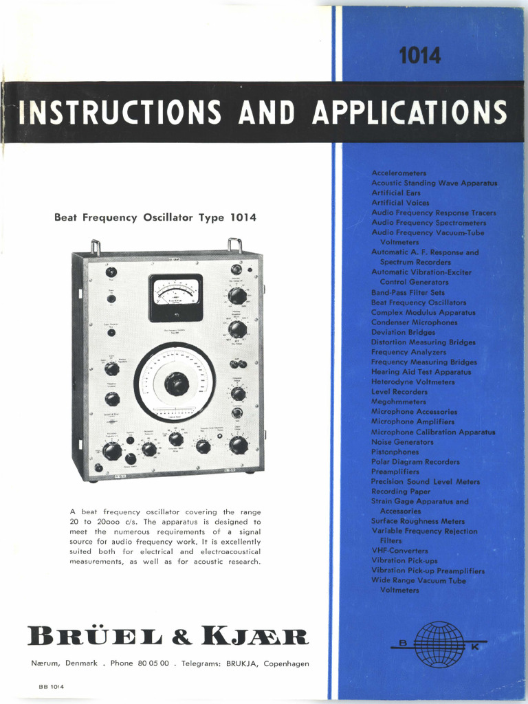 B&K 1014 Instruction Manual | PDF | Amplifier | Electronic Oscillator