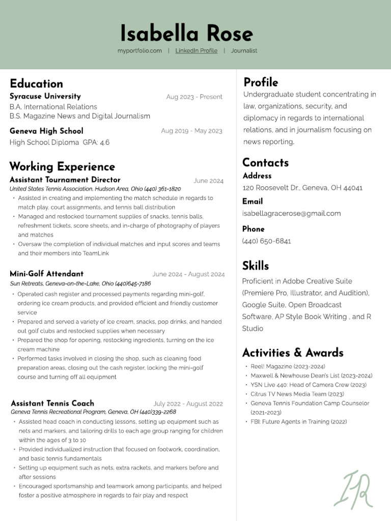 Isabella Rose's Resume | PDF