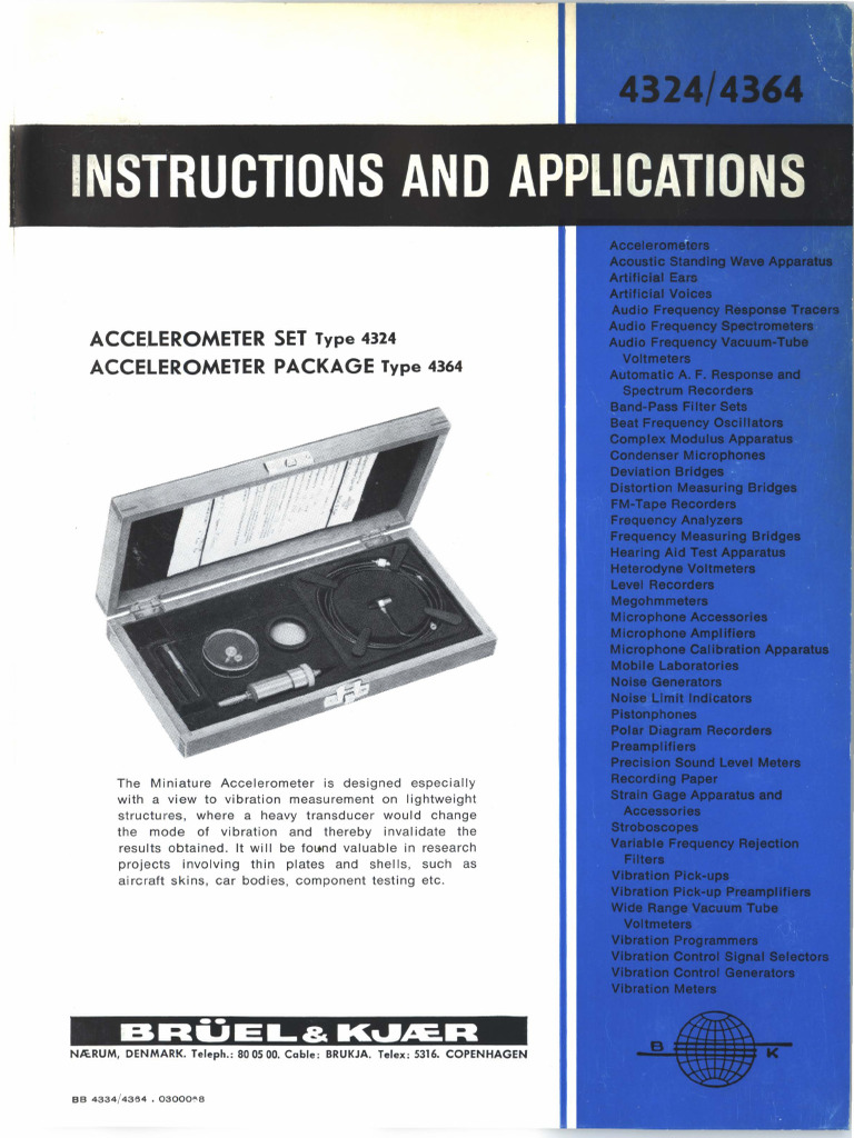 B&K 4324 4364 Instruction Manual | PDF | Accelerometer | Resonance