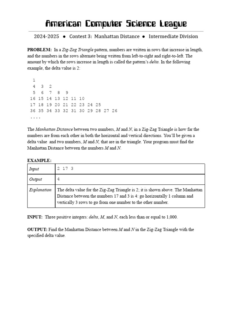 C 3 Manhattan Distance Int | PDF | Computer Programming | Applied Mathematics