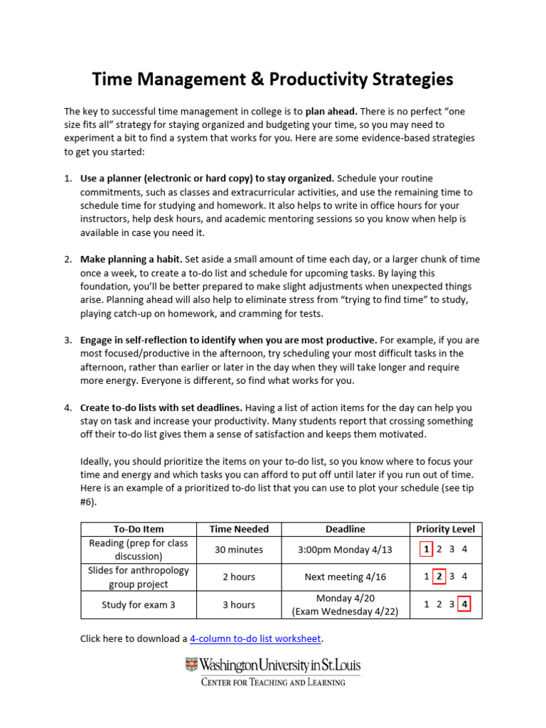 College Time Management Tips | PDF | Time Management | Professional Skills