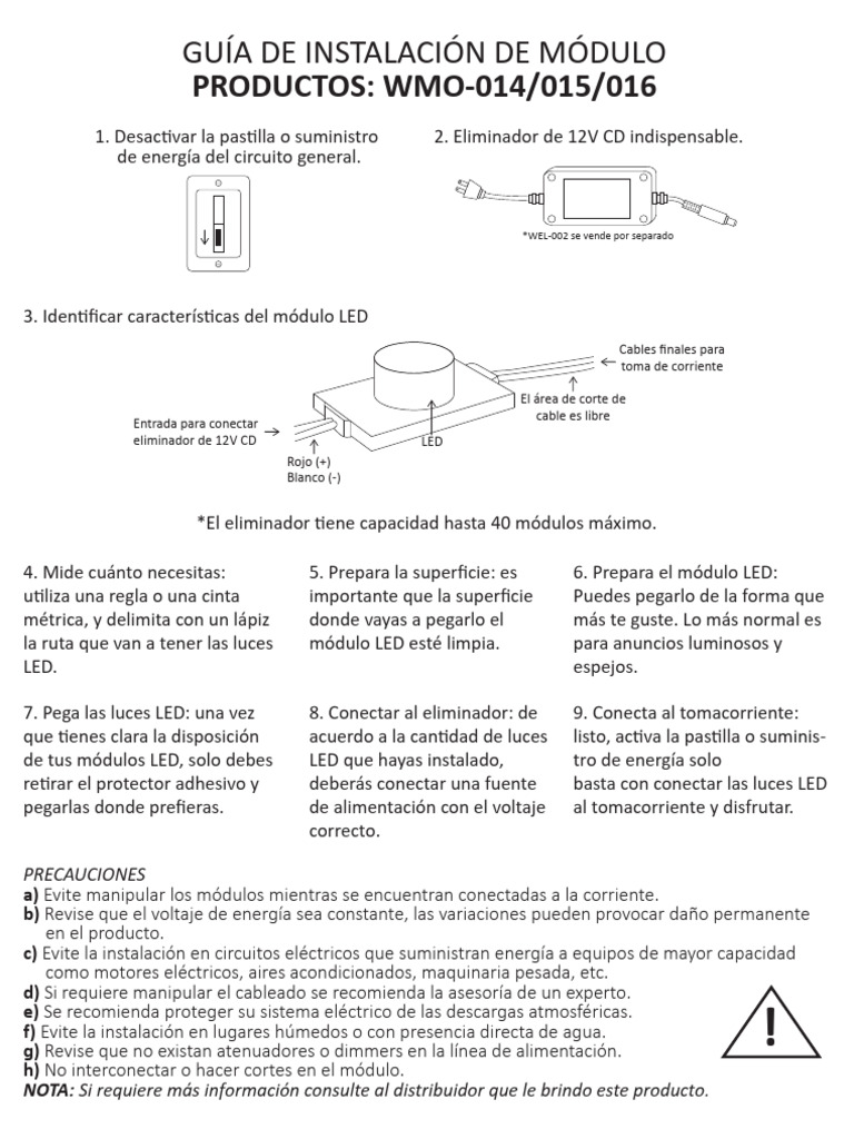 INSTRUCTIVO MODULO WMO 014 015 016 Carta | PDF | Diodo emisor de luz ...