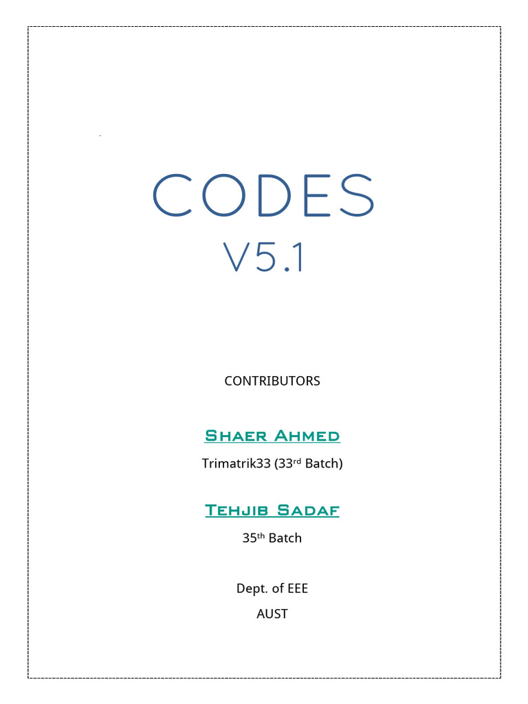 Codes V5.1 | PDF | Namespace | Integer (Computer Science)