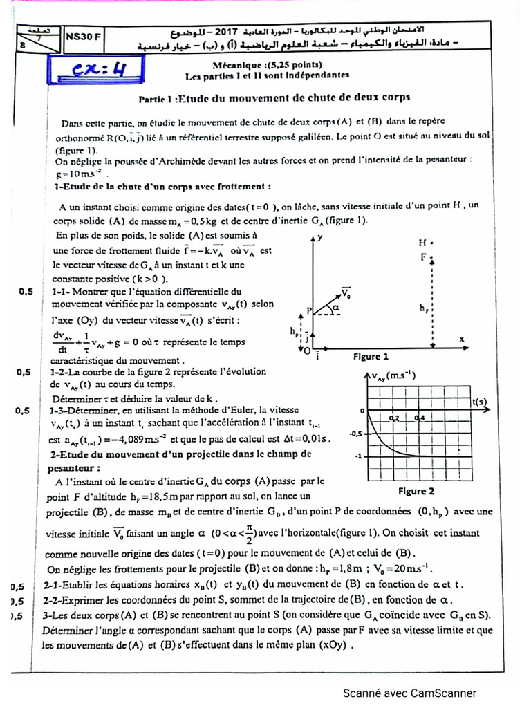 suite des exercices de mécanique bac sc math | PDF