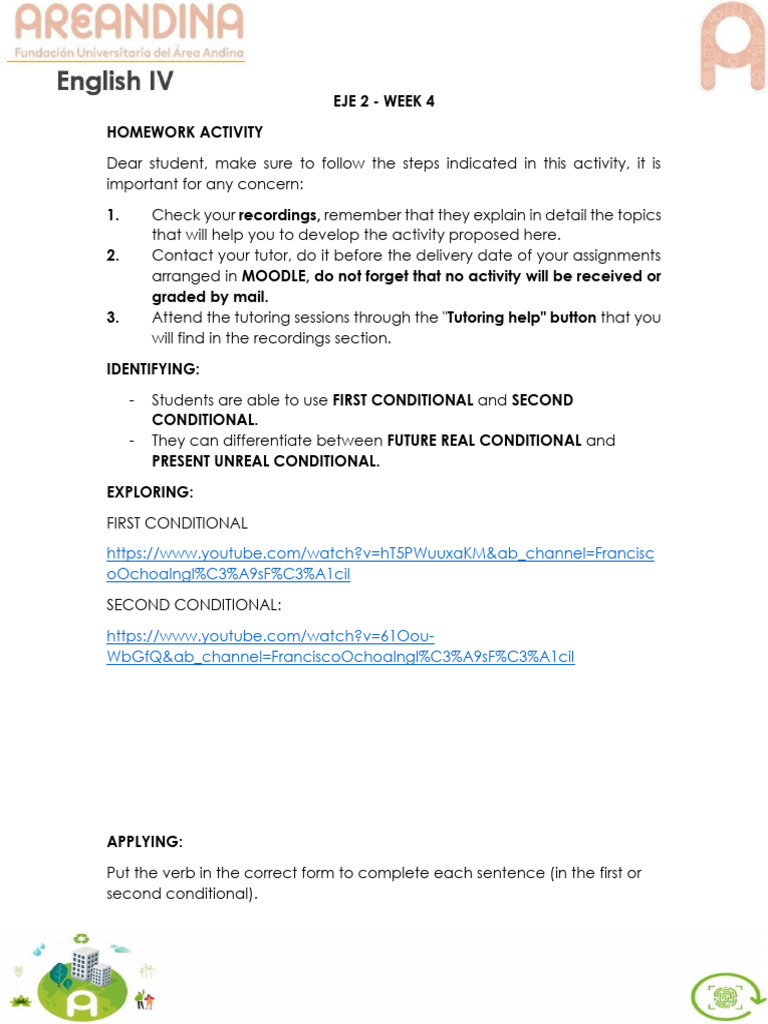 Conditional Grammar Homework Activity | PDF