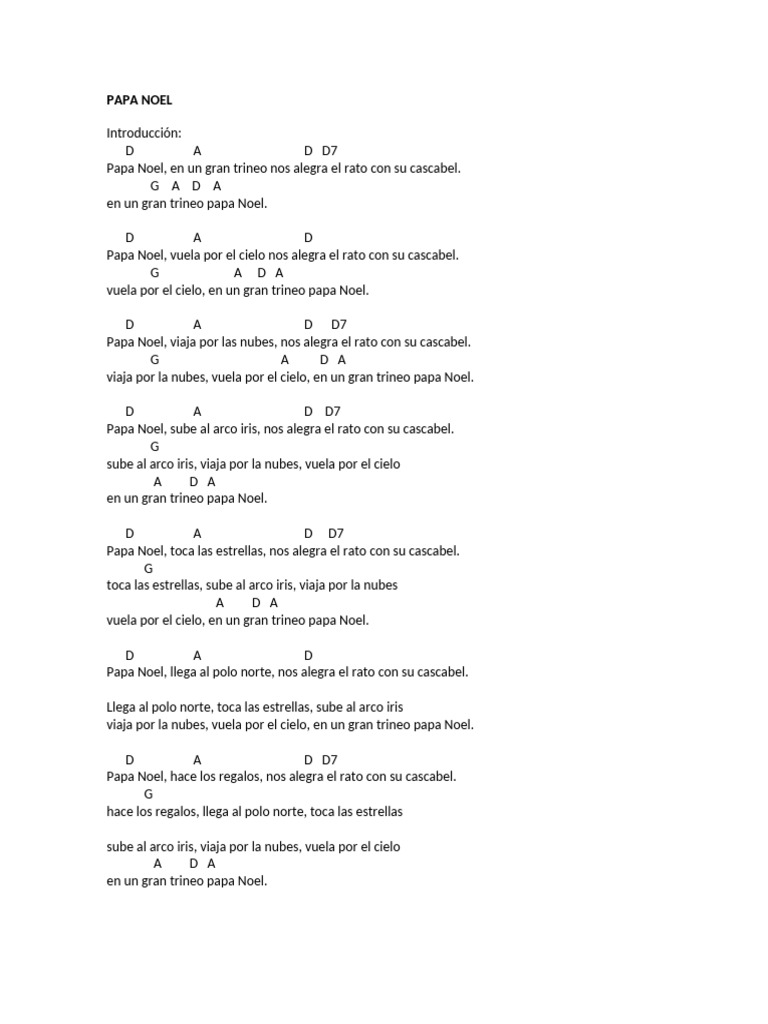 Letra de Papa Noel y Villancicos | PDF