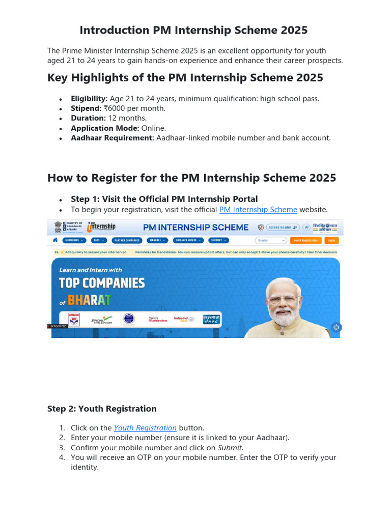 PM Internship Scheme 2025 Guide | PDF