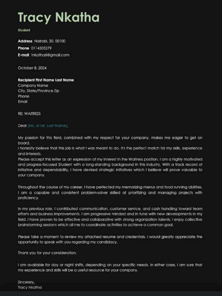 Cover Letter | PDF