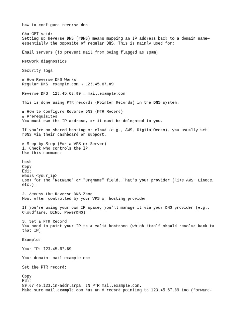 How To Configure Reverse Dns | PDF