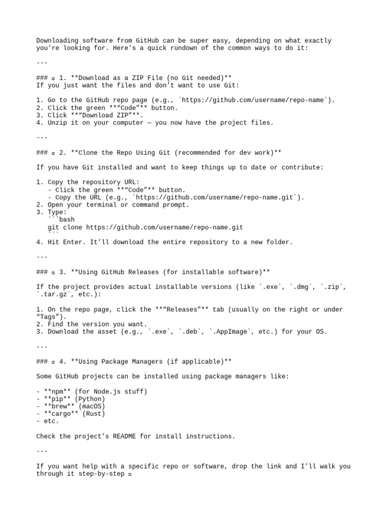 Downloading Software from GitHub Guide | PDF