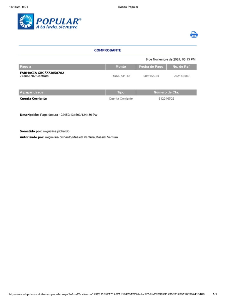 Comprobante de Pago Farmacia GBC | PDF