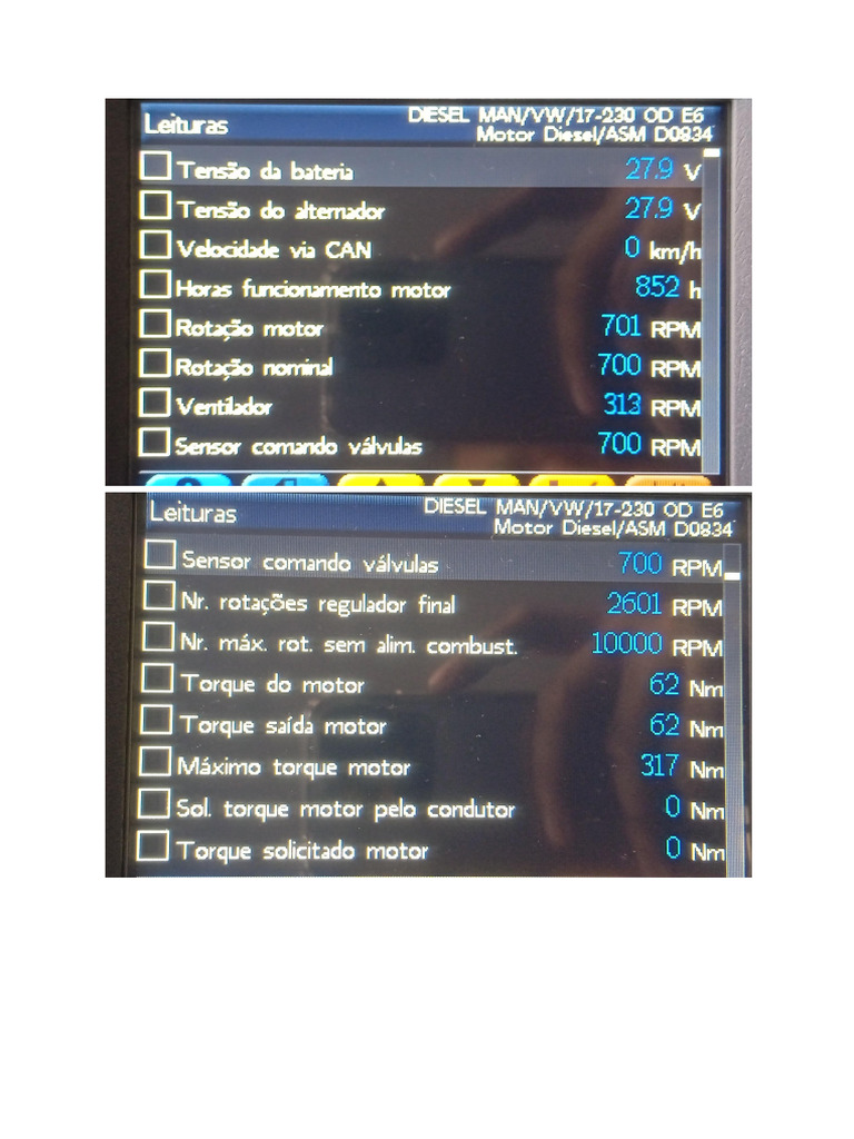 Parâmetros Motor Man D08 Euro 6 | PDF