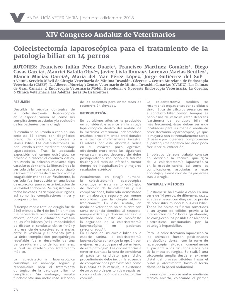 Colecistectomía laparoscópica en perros | PDF | Sistema digestivo | Hígado
