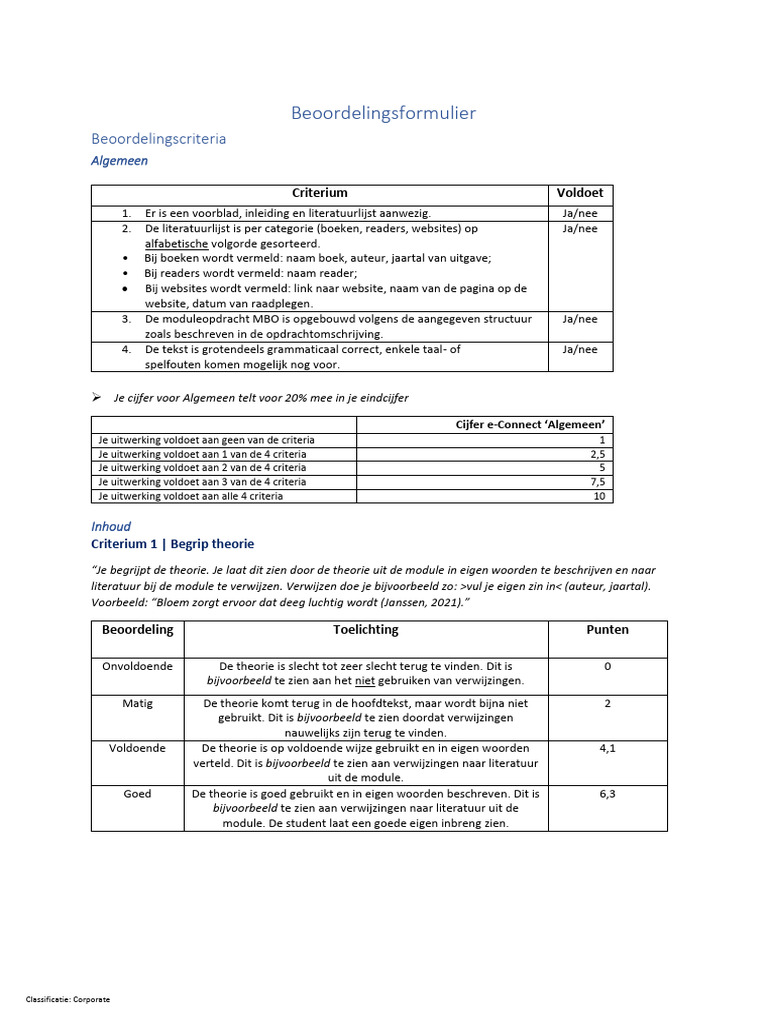 Beoordelingsformulier Moduleopdracht MBO - 2425-2 | PDF