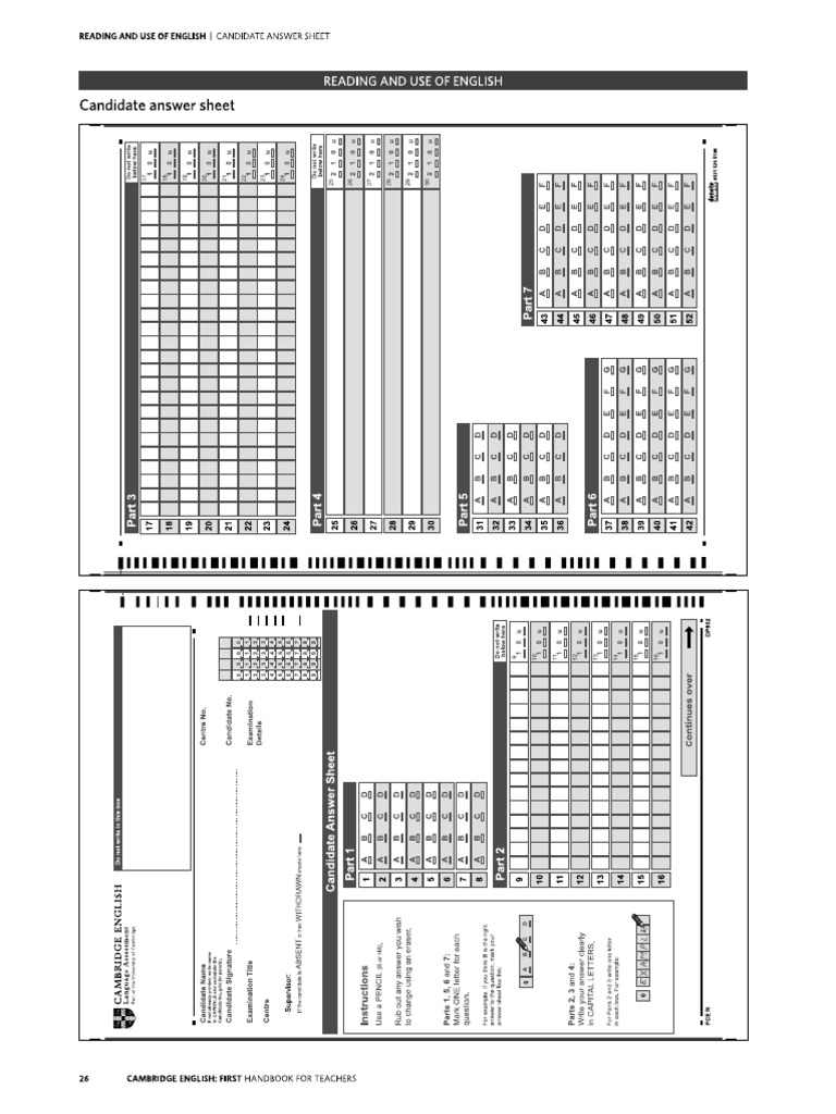 answer sheet first cambridge | PDF
