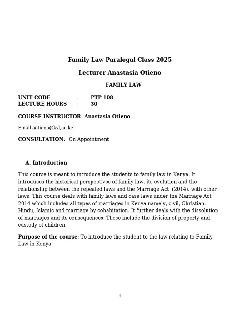 Family Law Paralegal Course Overview | PDF | Marriage | Family
