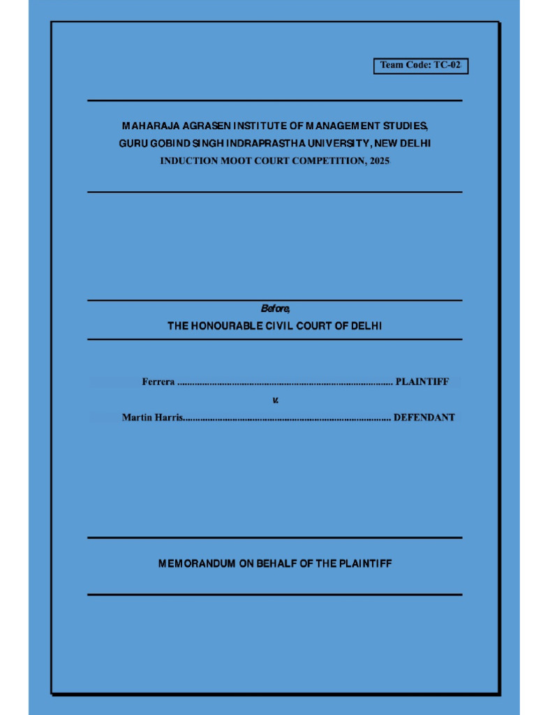 Plantiff Final Memorial | PDF