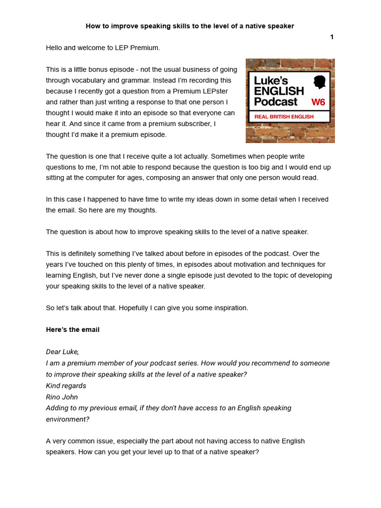 How To Improve Speaking Skills To The Level of A Native Speaker ...