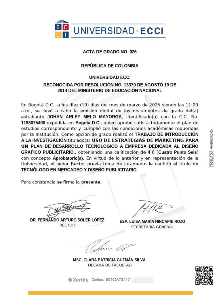 Acta Ecci Mercadeo | PDF