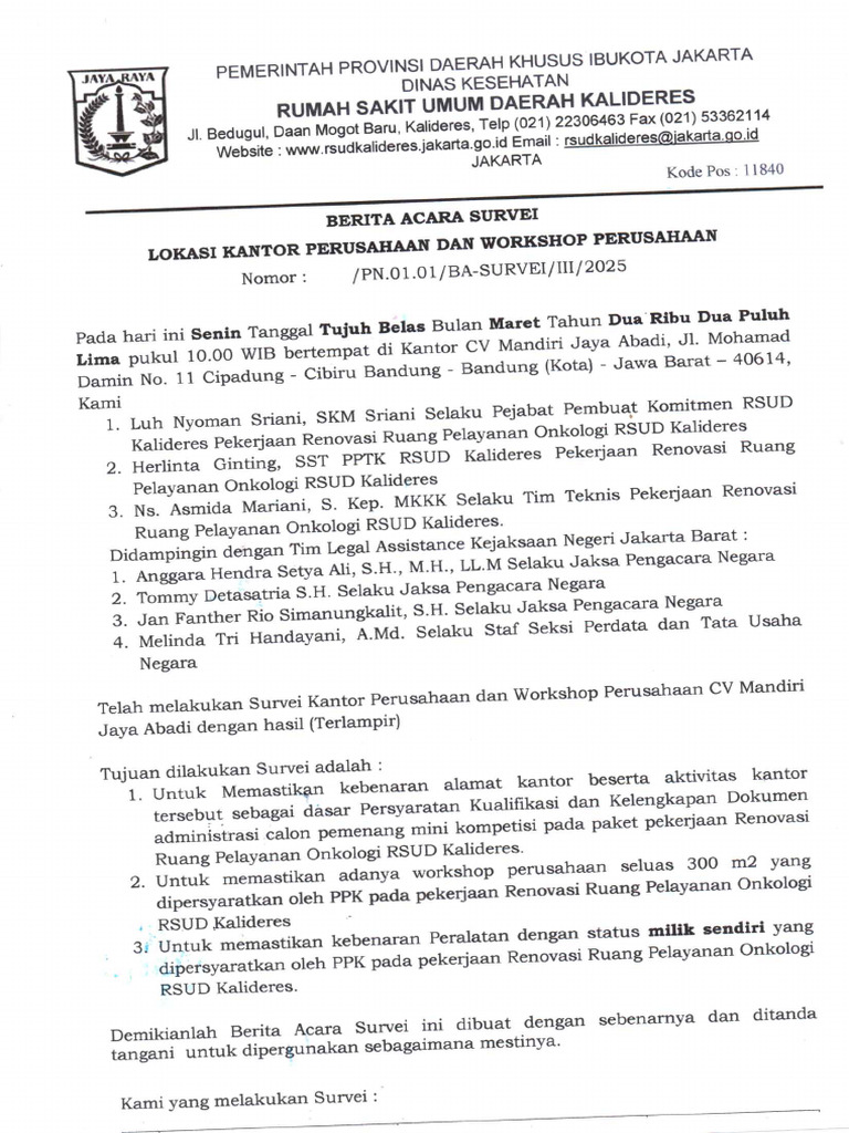 BA Survey Kalideres Maret | PDF