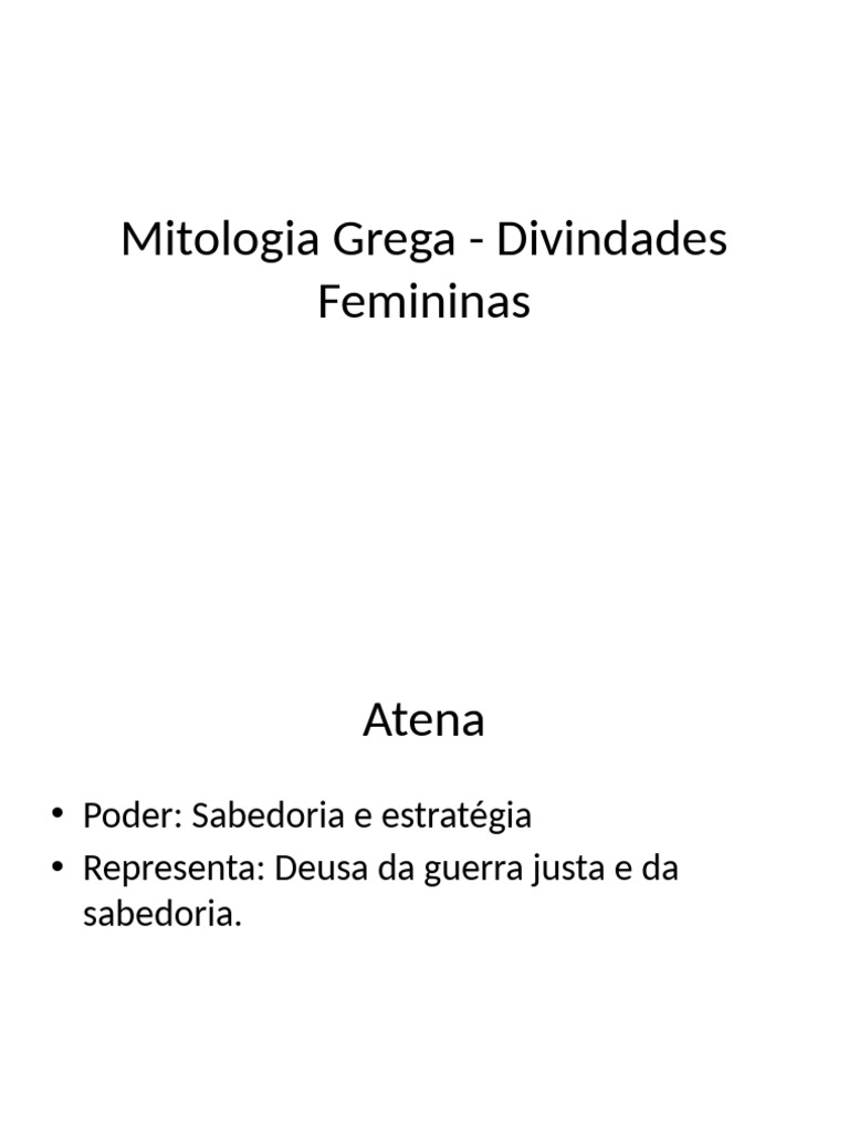 Mitologia Grega Divindades Femininas | PDF