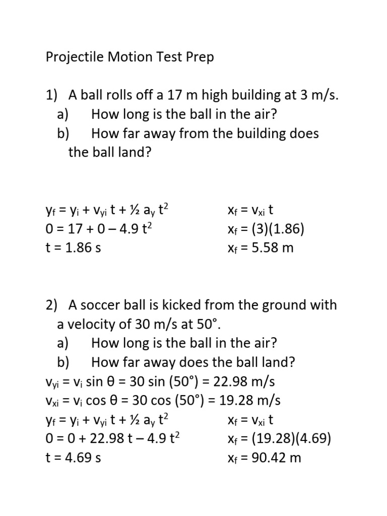 Projectile Motion Test Prep | PDF