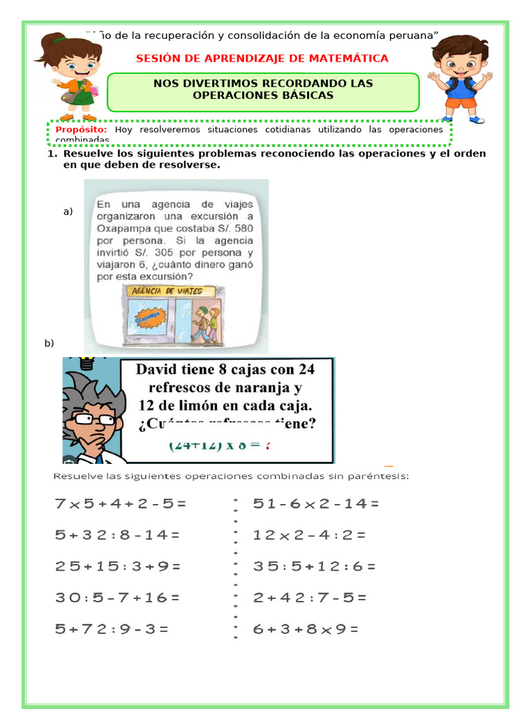 Ficha-Mierc-Mat-Nos Divertimos Recordando Las Operaciones Básicas | PDF
