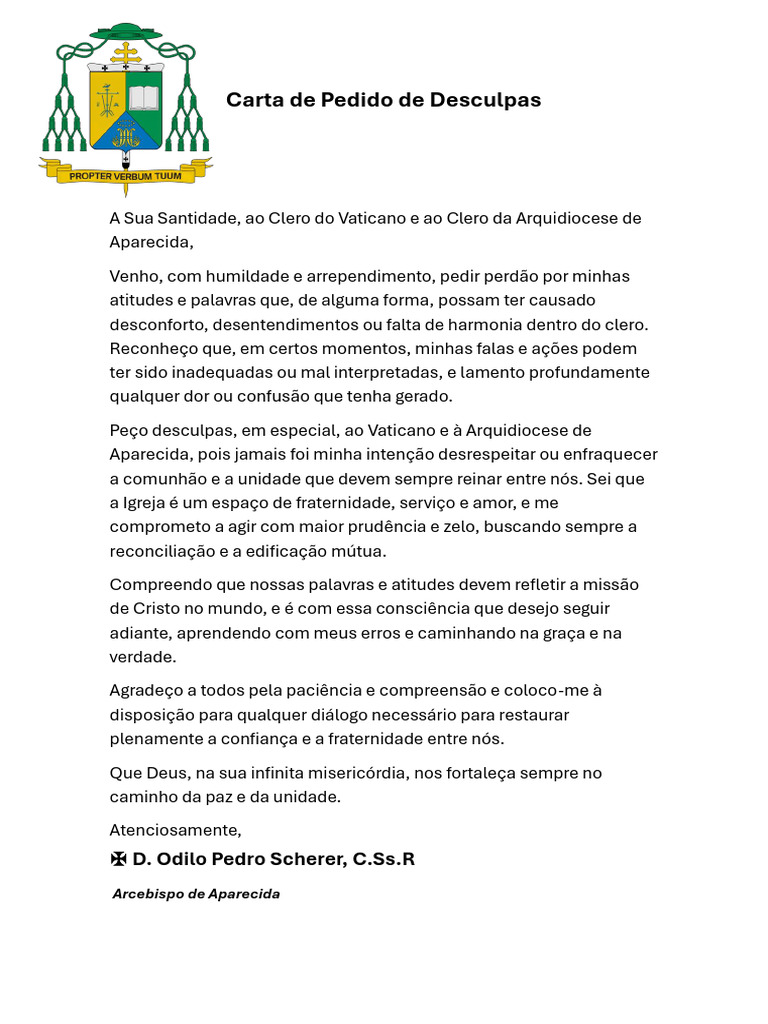 Carta de Pedido de Desculpas | PDF