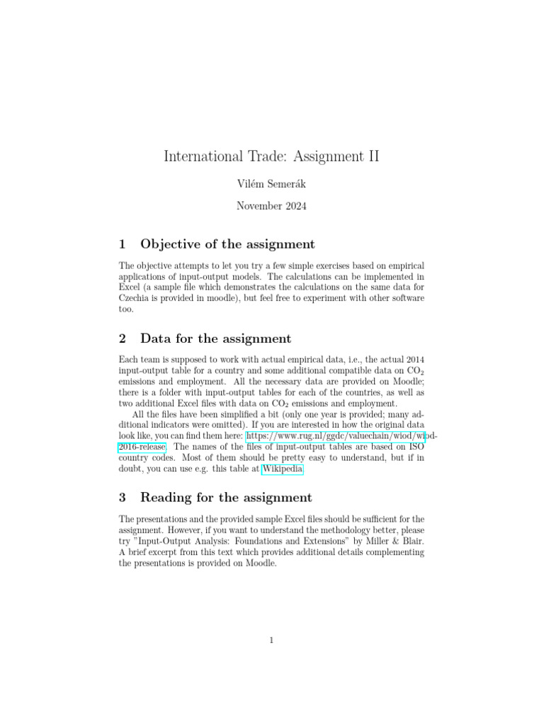 International Trade Assignment II 2024 | PDF | Microsoft Excel | Economies