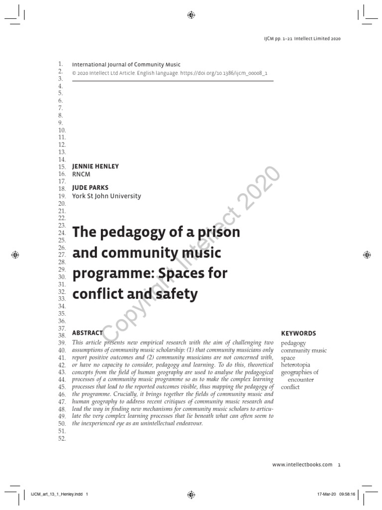 Pedagogy in Community Music Programs | PDF | Space | Pedagogy