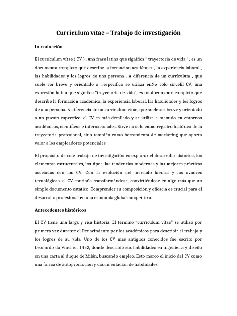 Extended CV Research Report | PDF | Plan de estudios | Empleo