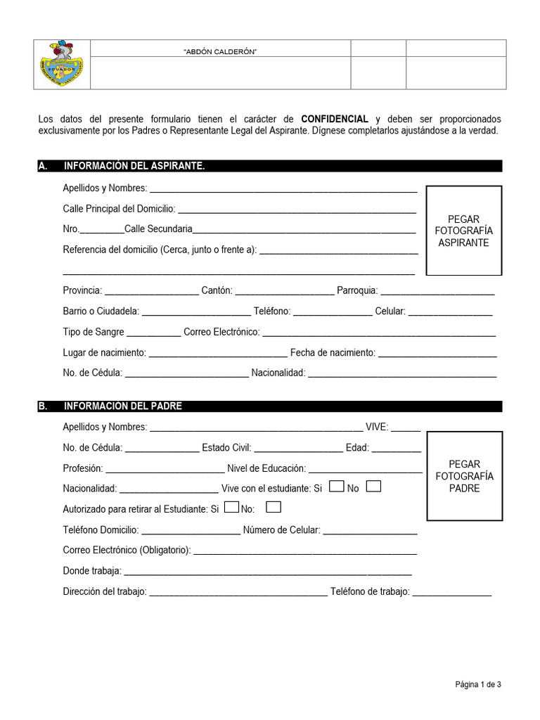 AP.2.2.F2 Datos Personales y Familiares Del Aspirante | PDF