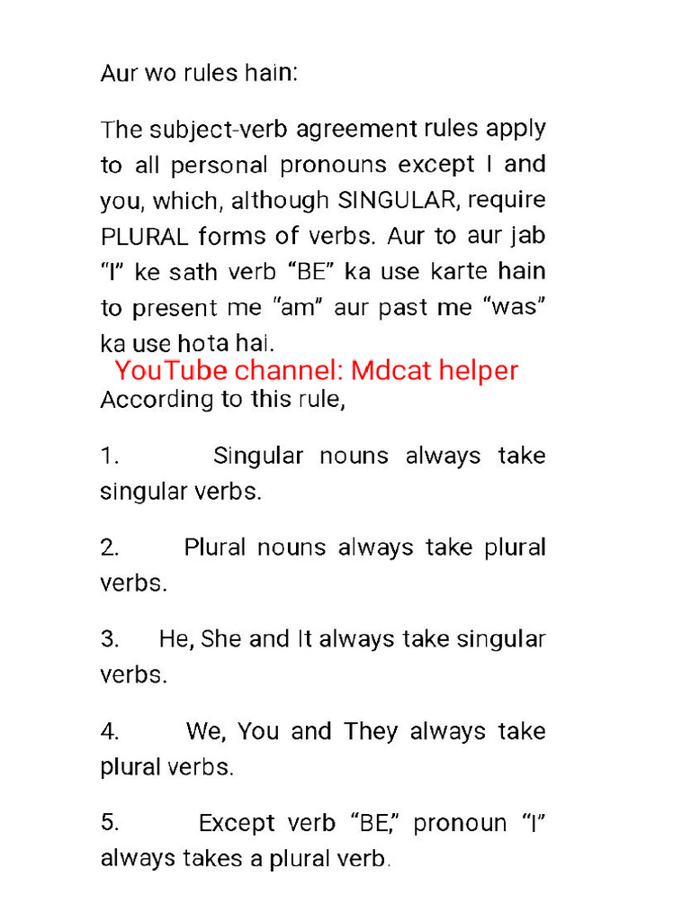Subject Verb Agreement in Your Hand by Mdcat Helper - Compress | PDF