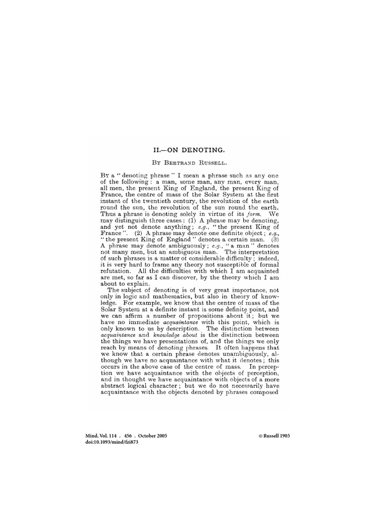 Russell. On Denoting | PDF