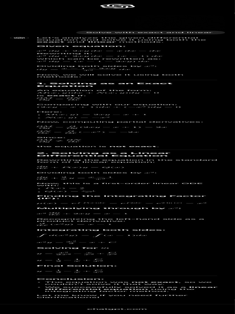 Exact Vs Linear Solution | PDF