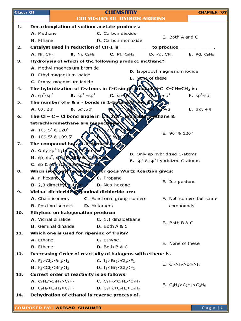 Chapter 07 CHEMISTRY CLASS 12 | PDF | Alkene | Benzene