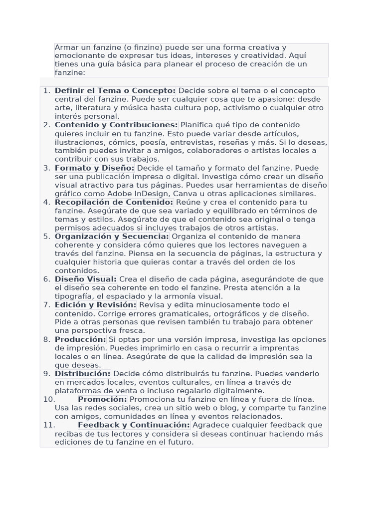 Guía para Crear un Fanzine Creativo | PDF | Diseño | Publicación