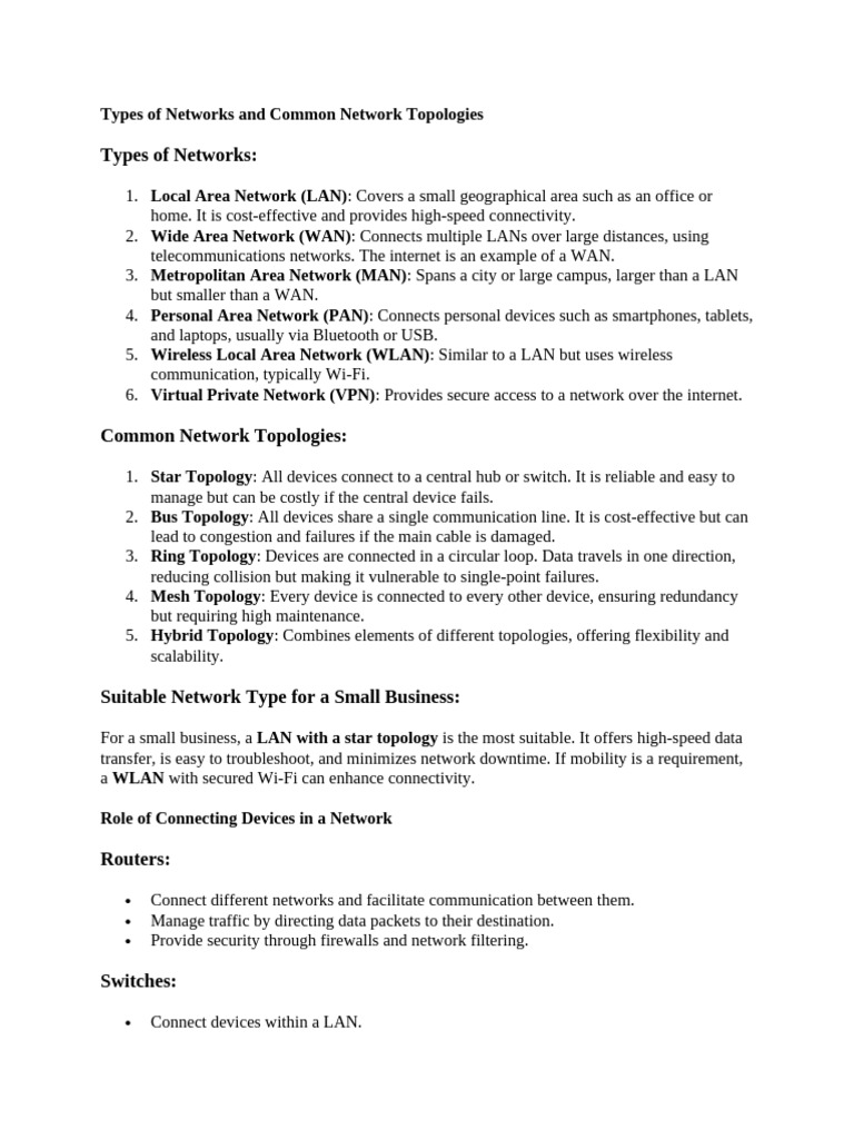Types of Networks and Common Network Topologies | PDF | Computer ...