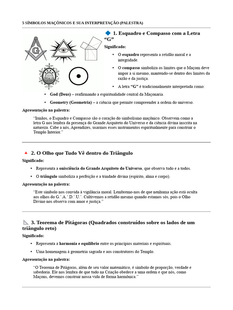 Símbolos Maçônicos e Seus Significados | PDF