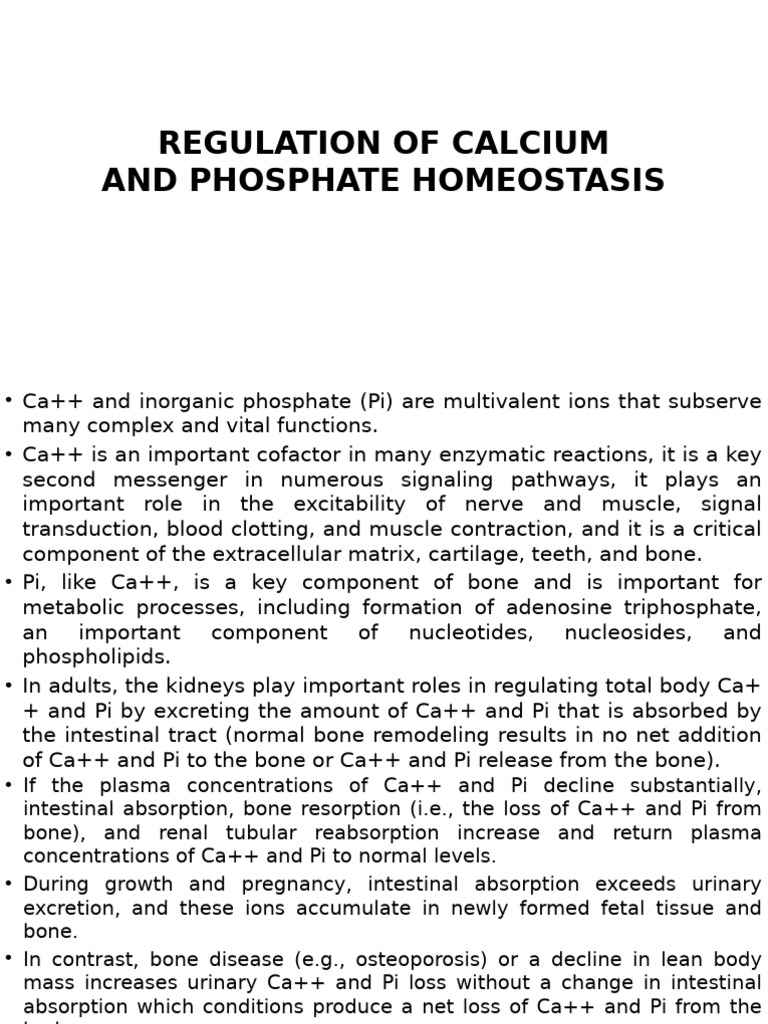 Calcium and Phosphate Regulation Overview | PDF | Physiology