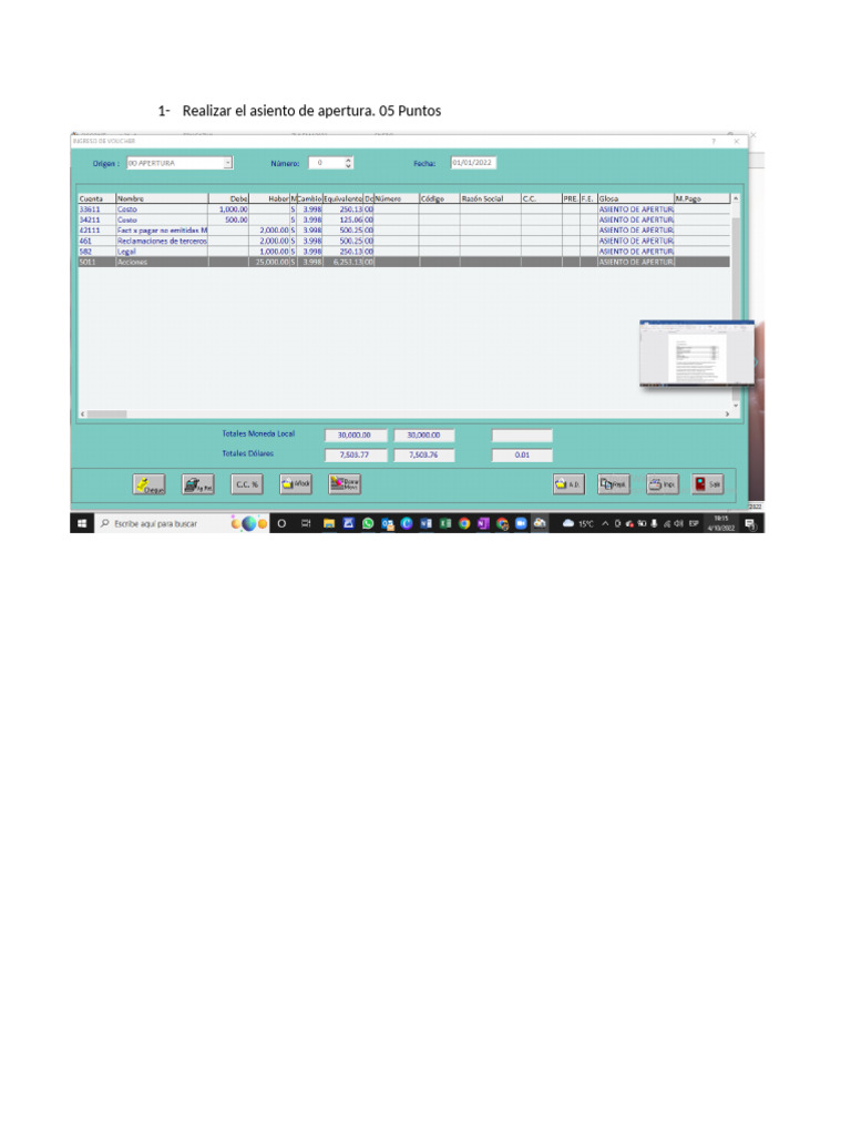 Asiento de Apertura | PDF