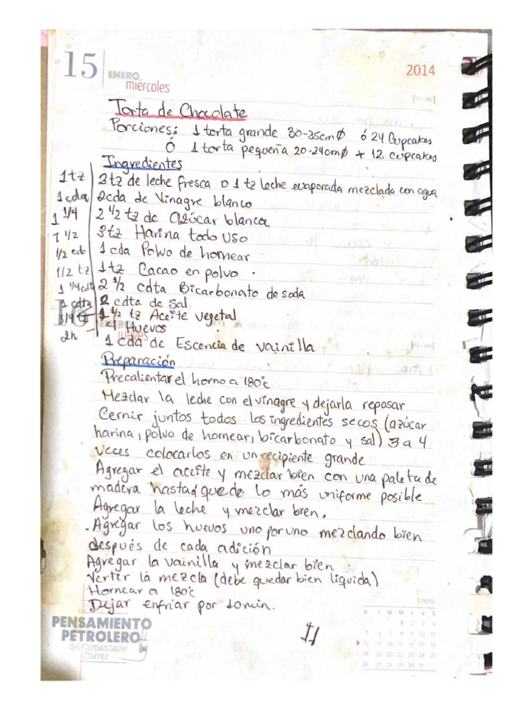 Receta T Chocolate y Vainilla | PDF