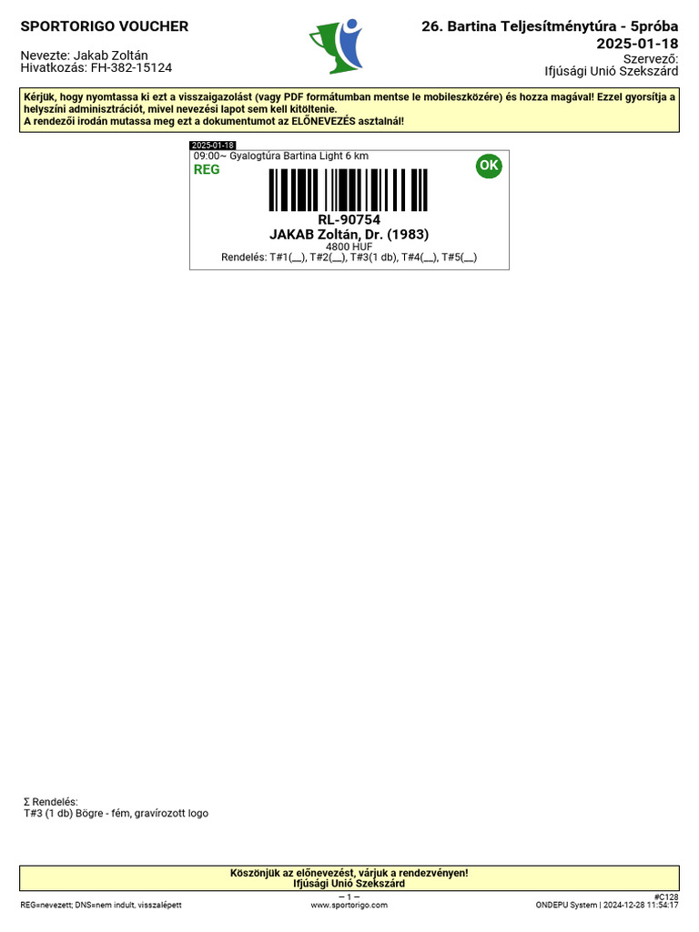 Bartina Sportorigo Voucher 382 15124 | PDF
