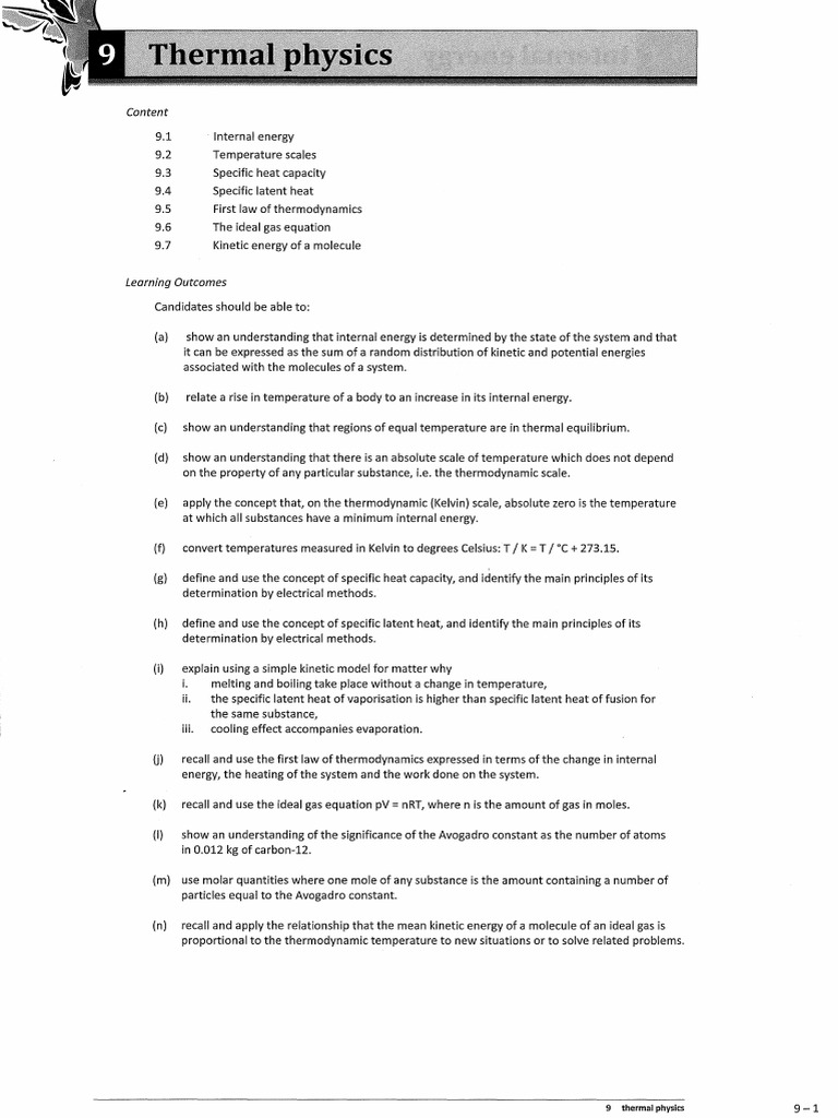 09 Thermal Physics - 250412 - 220034 | PDF | Temperature | Gases