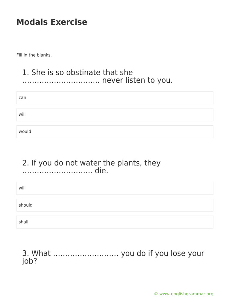 Modals Exercise | PDF