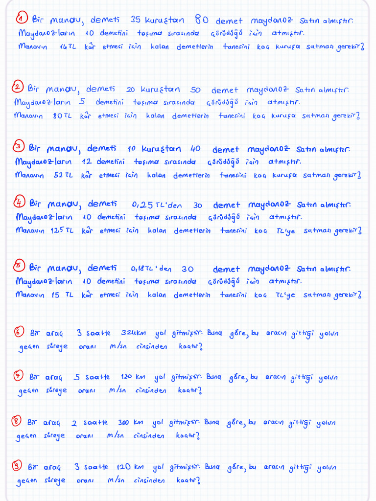 6th grade math questions in Turkish | PDF