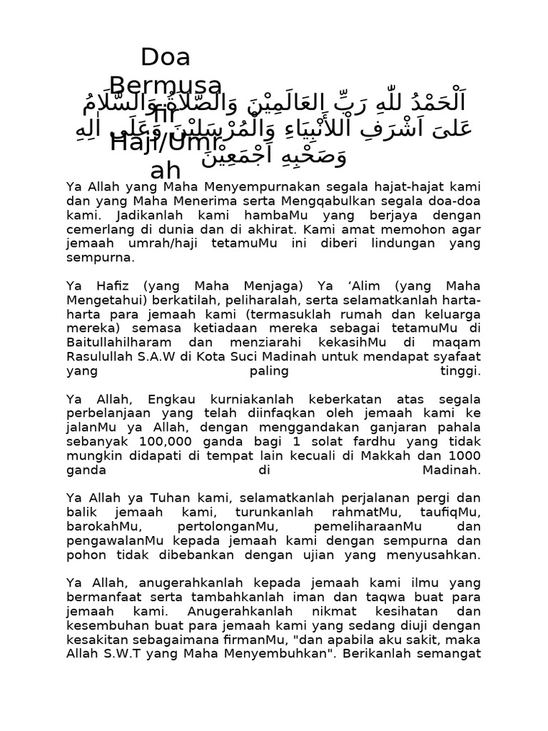 Doa Musafir Haji Umrah | PDF