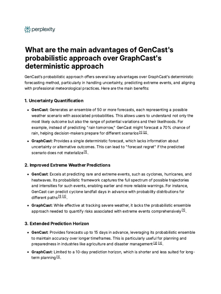 What Are The Main Advantages of GenCast's Probability (Perplexity ...