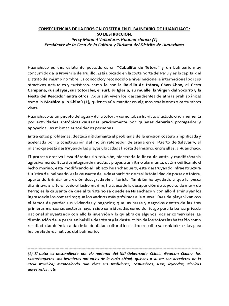 Erosión Costera en Huanchaco: Consecuencias | PDF | playa | Ciencias de ...