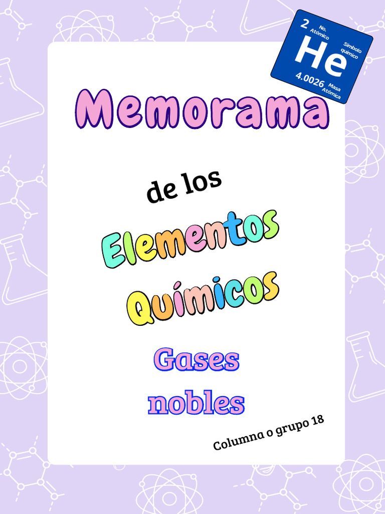 Memorama de Gases Nobles del Grupo 18 | PDF | Elementos químicos | Fases de la materia